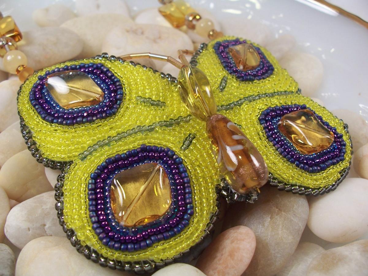 Butterfly Necklace Or Pin Beaded Embroidery Pattern, Beading Tutorial ...